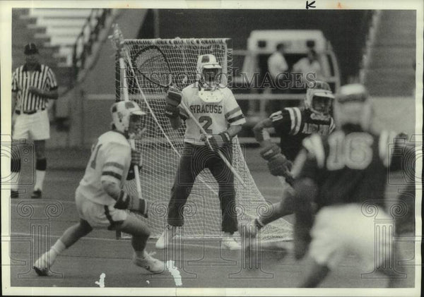 1986 Press Photo Jim Gyory in Lacrosse Game at Syracuse University ...