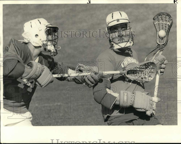 1986 Press Photo Jacob Lazore and Tim Papa in Lacrosse Game - sys07703 ...