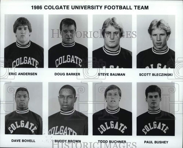 1986 Press Photo Colgate University Football Team Members - Historic Images