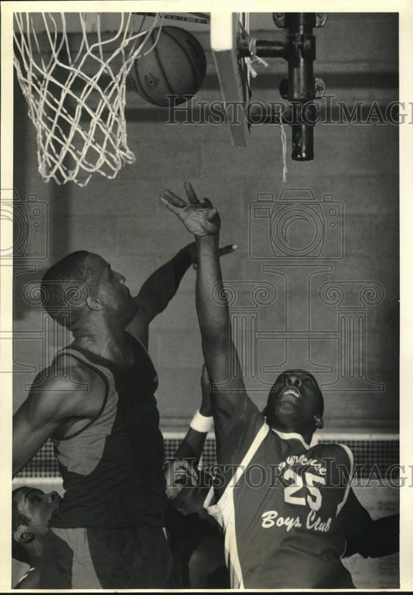 1987 Press Photo Richard Reed and David Neal at Syracuse Basketball ...