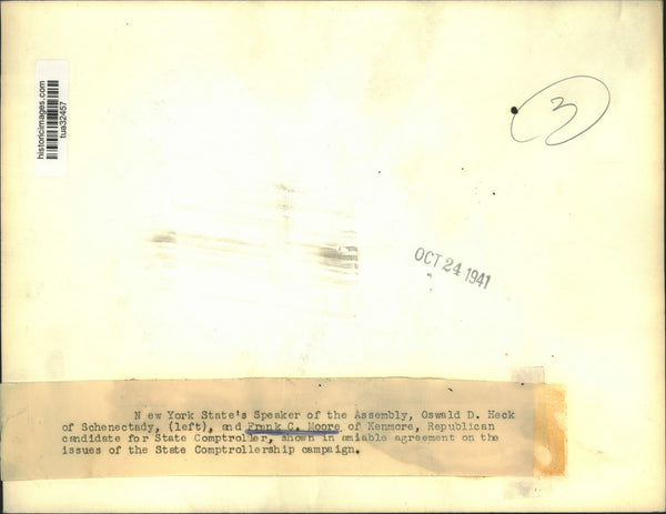 1941 Press Photo New York Assemblyman Oswald Heck meets with Frank ...