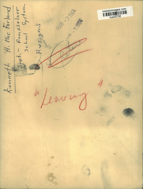 1964 Press Photo Kenneth MacFarland, Rensselaer, New York School ...