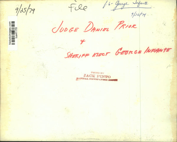 1979 Press Photo Judge Daniel Prio & Sheriff-elect George Infante in ...