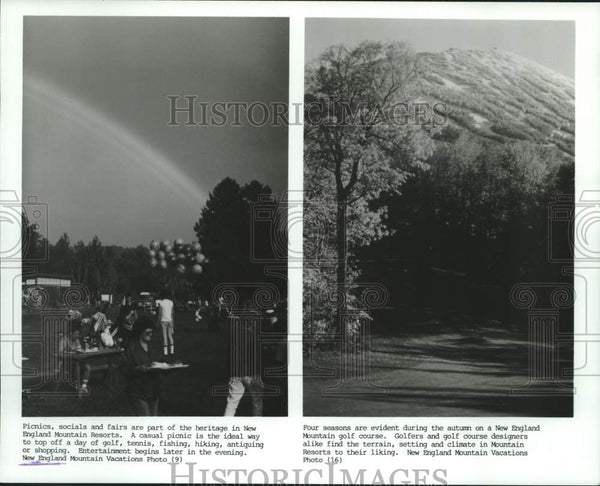 1990 Press Photo Picnics and landscapes promoting New England mountain ...