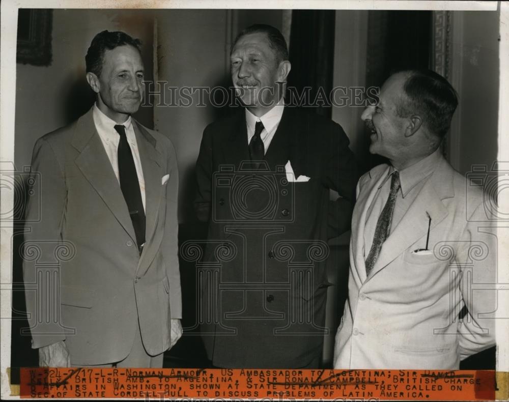 1944 Press Photo Norman Armder, Sir David Kelly, Sir Ronald Campbell i ...