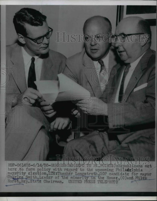 1955 Press Photo Republicans Meet on Philadelphia Mayoral Election Pol ...