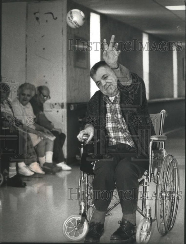 Mount Carmel Health Care Center's John Michalski plays shotput, 1990 ...