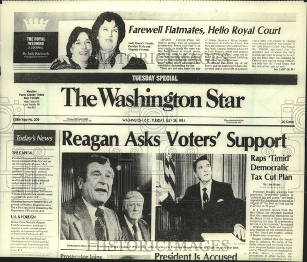 Front page of The Washington Star Newspaper, 1981 vintage press photo ...