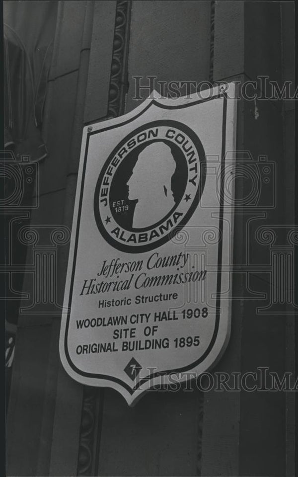 Woodlawn City Hall Building Placard in Jefferson County Alabama, 1980 ...