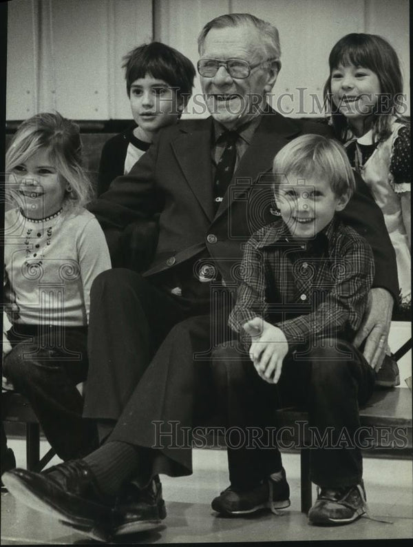 Morris Stealey with children, Wales Elementary School, 1981 vintage ...