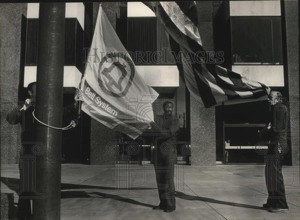 South Central Bell's Old Flag Removed Making Space for New Flag, 1983 ...