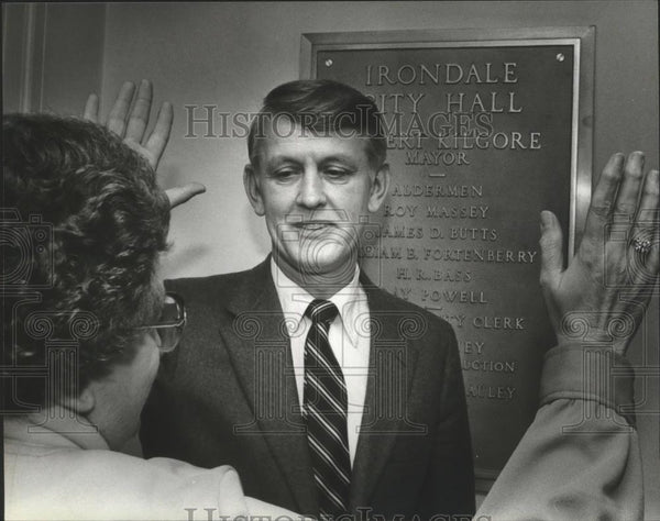 Judge Gerard J. Durward sworn by Irondale City Clerk Faye McCoy, 1982 ...
