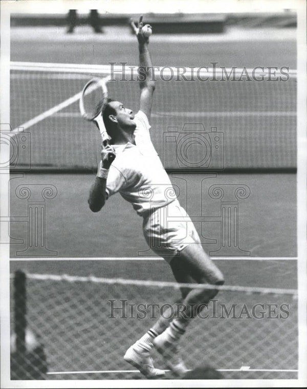 Tennis Star Fred Stollie Serves Ball , Undated vintage press photo ...