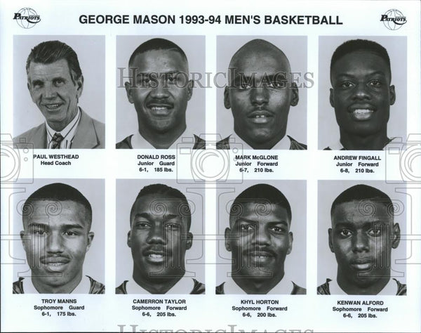 George Mason Patriots Basketball Team, 1993 vintage press photo print ...