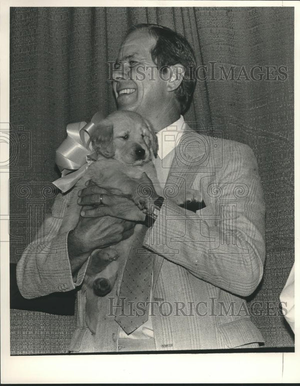 Democratic Committee Chairman Jimmy Knight and Puppy, 1985 Vintage ...