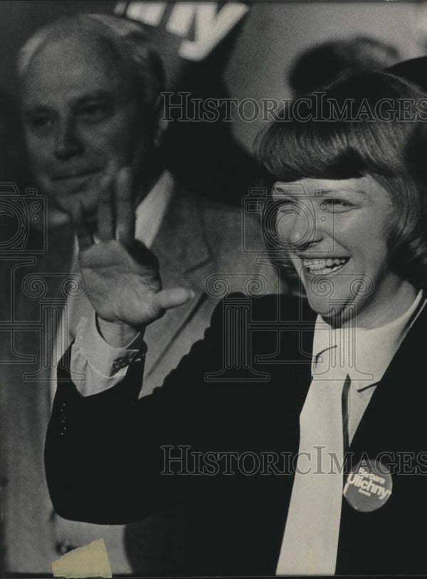 State Representative Barbara Ulichny waves to supporters, 1984 vintage ...