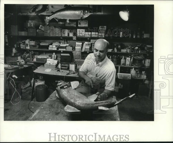 Taxidermist Richard Colby of New Berlin displays his craft, 1978 ...