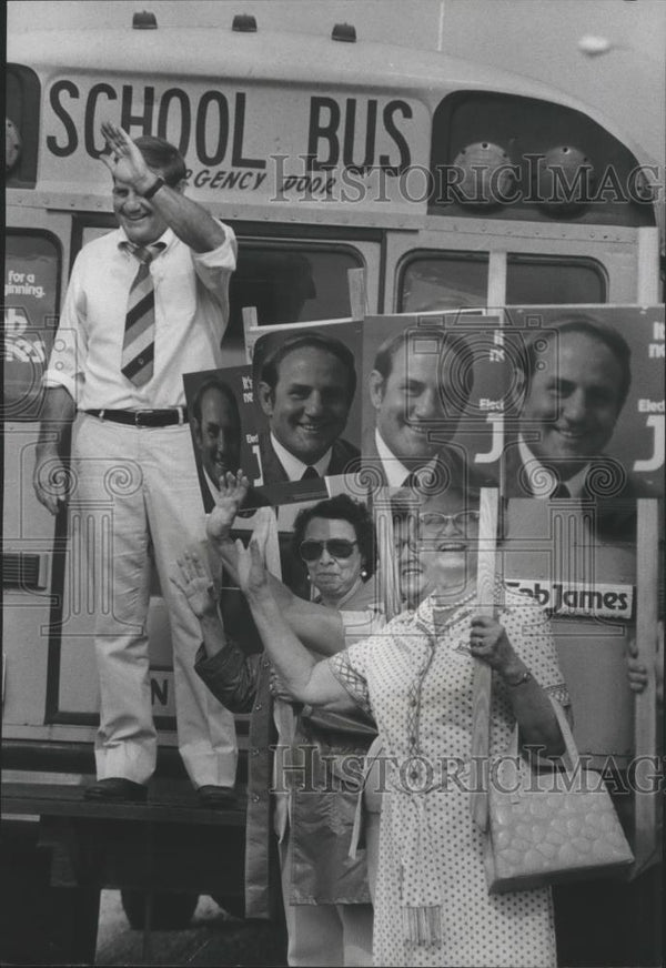 Fob James, Candidate for Alabama Governor, on back of bus, 1978 Vintage ...