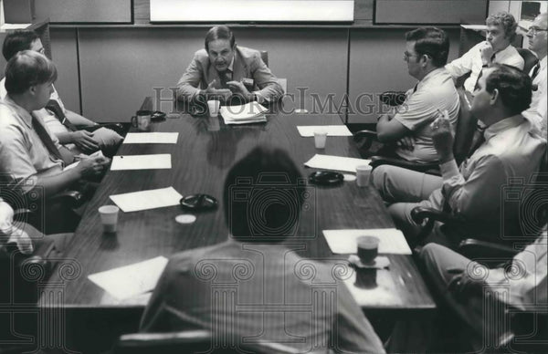 Alabama Governor Fob James at Birmingham News with reporters, 1982 ...