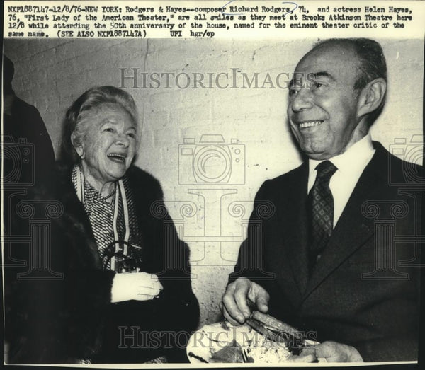 Richard Rodgers and Helen Hayes Smile During Meeting, New York, 1976 ...
