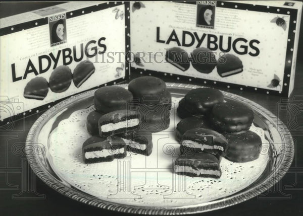 Ladybug chocolate covered sandwich cookies, Milwaukee company, 1993 ...