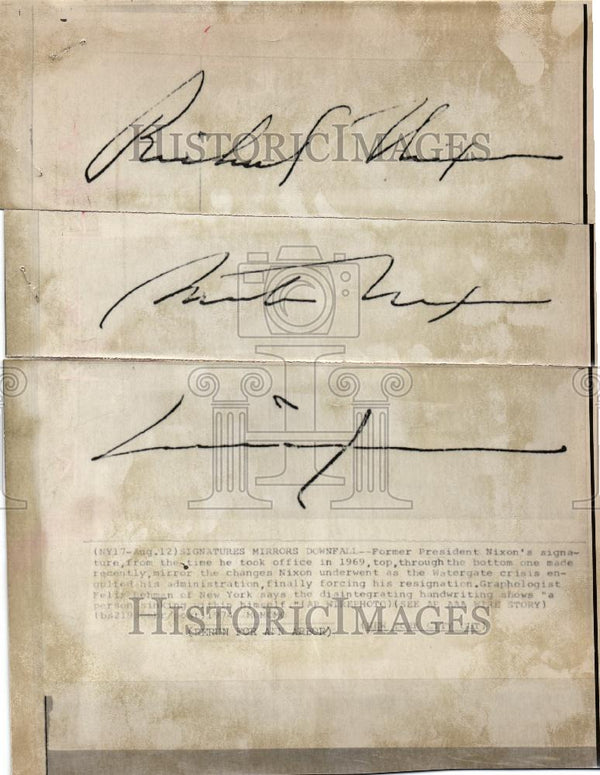 Richard Nixon signature changes 1974 Vintage Press Photo Print ...