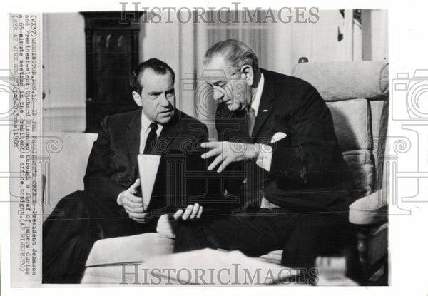 President Lyndon Johnson Richard Nixon 1968 Vintage Press Photo Print ...