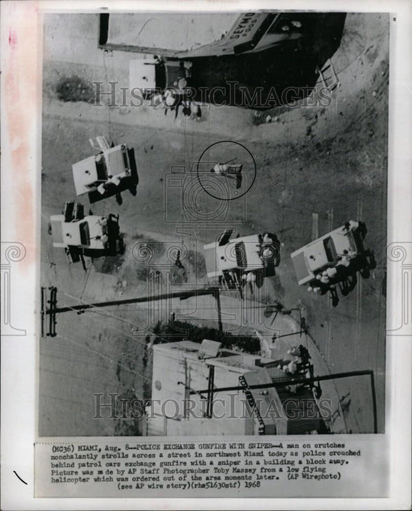 Police Gunfire sniper Northwest Miami 1968 Vintage Press Photo Print ...