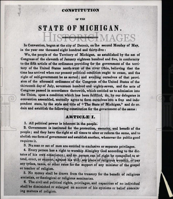 Michigan's 1st state constitution 1835 1966 Vintage Press Photo Print ...