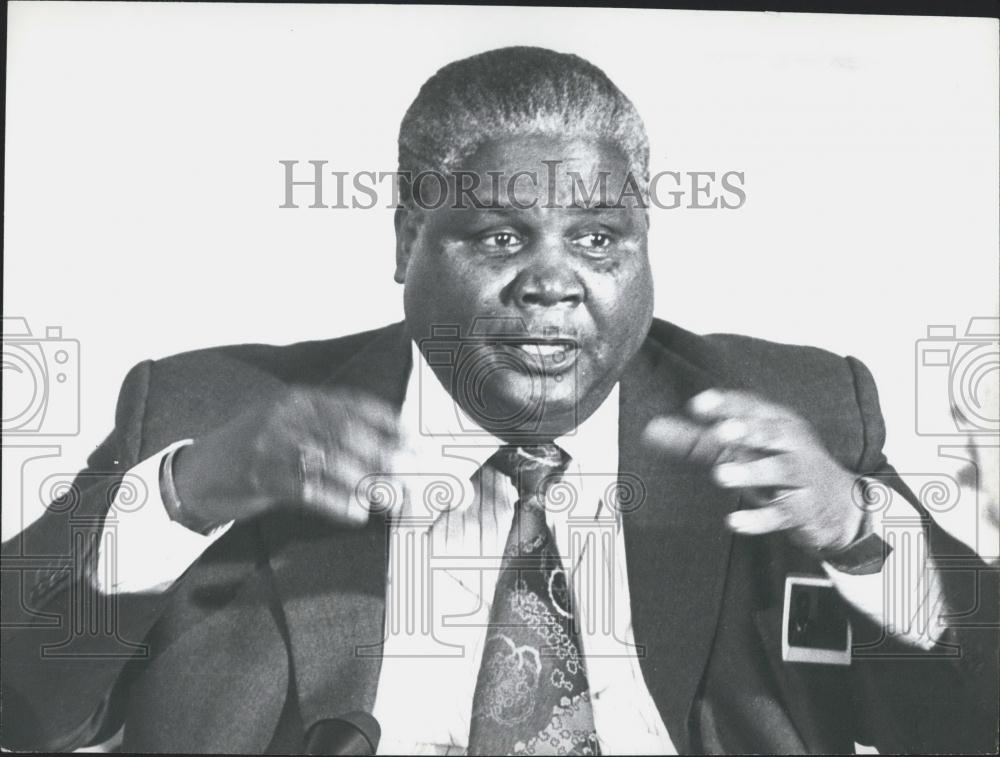Press Photo Joshua Nkomo One Leader Patriotic Front Addresses Press Co ...