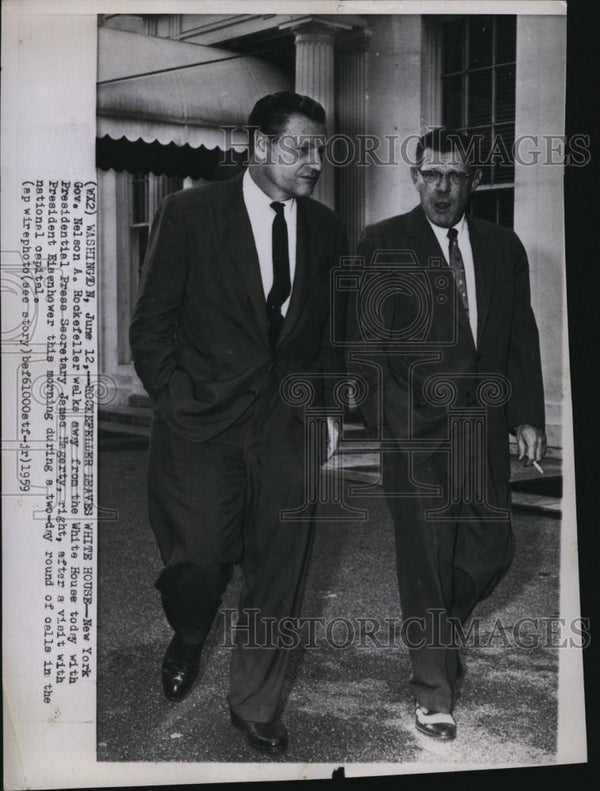 1959 Press Photo NY Governor Nelson Rockerfeller & James Hagerty - RSL ...