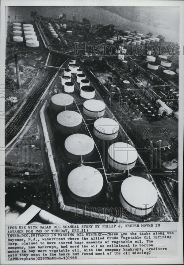 1963 Press Photo Tanks where Allied Crude Vegetable Oil stored vegetab ...