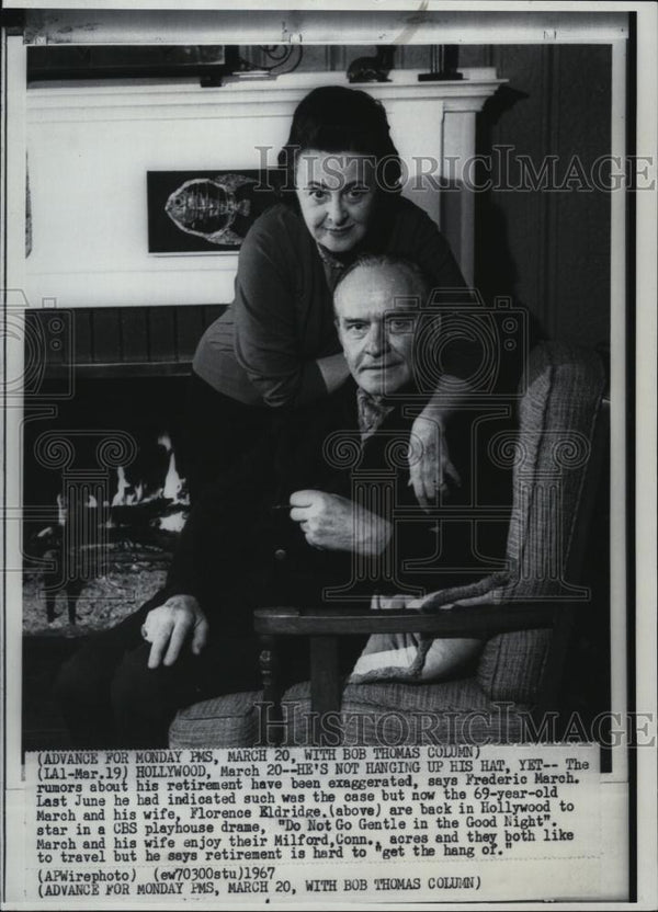 1967 Press Photo Frederick March Florence Eldridge Do Not Go Gentle in ...