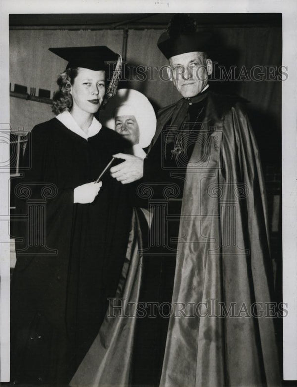 1956 Press Photo Maureen Conniff Receives Degree From Archbishop Cushi ...