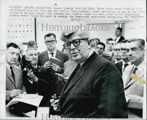 1964 Press Photo George E Reedy, Press Secretary appointed by PresJohn ...