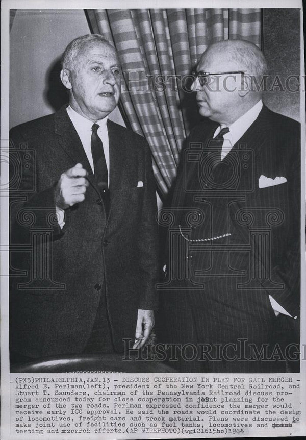 1964 Press Photo New York Central Railroad Pres Alfred Perlman & S Sau ...