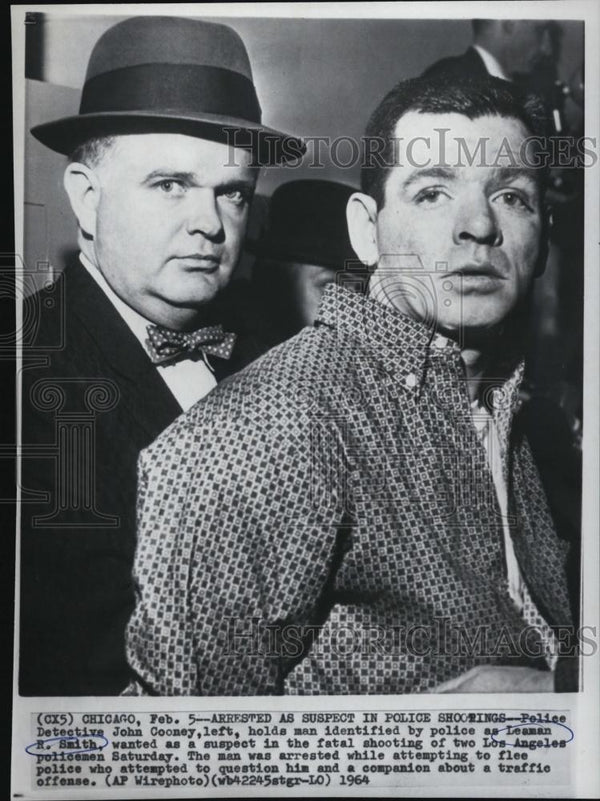 1964 Press Photo Leanman M Smith Suspect shooting Detective John Coone ...