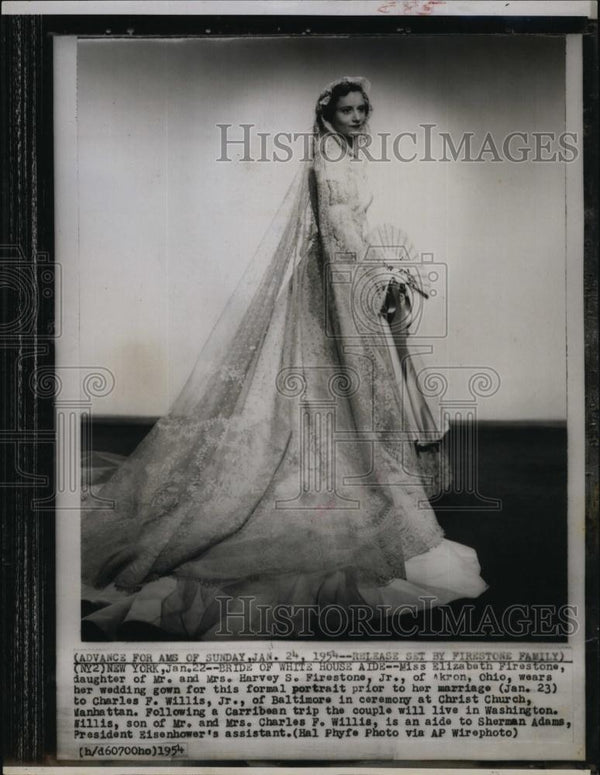 1954 Press Photo Heiress Elizabeth Firestone Marries White House Staff ...