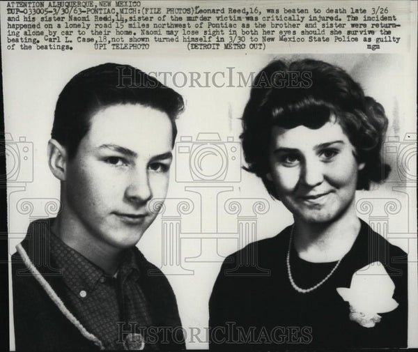 1963 Press Photo Leonard Reed and Sister Naomi was beaten in their car ...