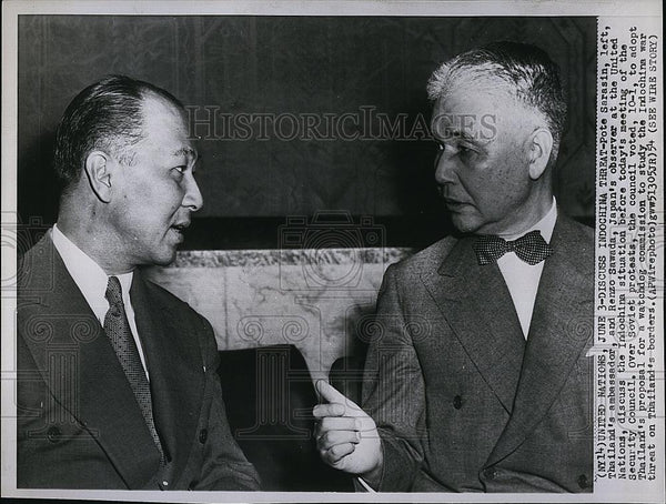 1954 Press Photo Thailand Ambassador Pote Sarasin & UN Observer Renzo ...