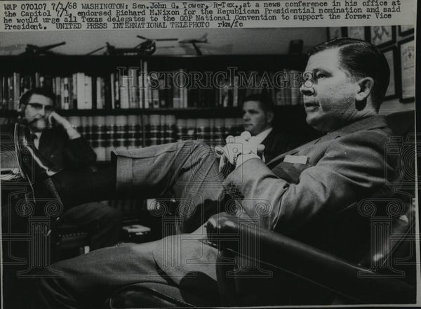 1968 Press Photo Sen John Tower endorsed Nixon for Rep Pres nominee ...