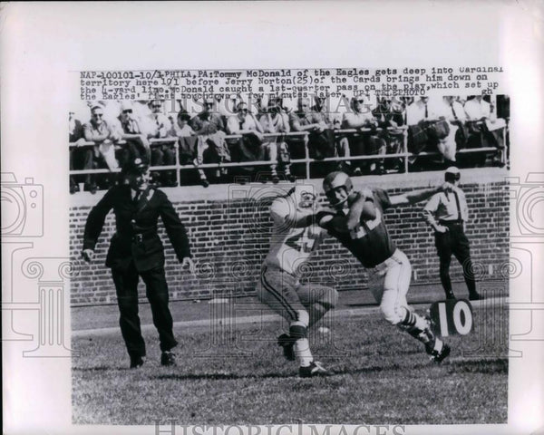 Tommy McDonald of Eagles, Jerry Norton of Cardinals 1961 Vintage Press ...