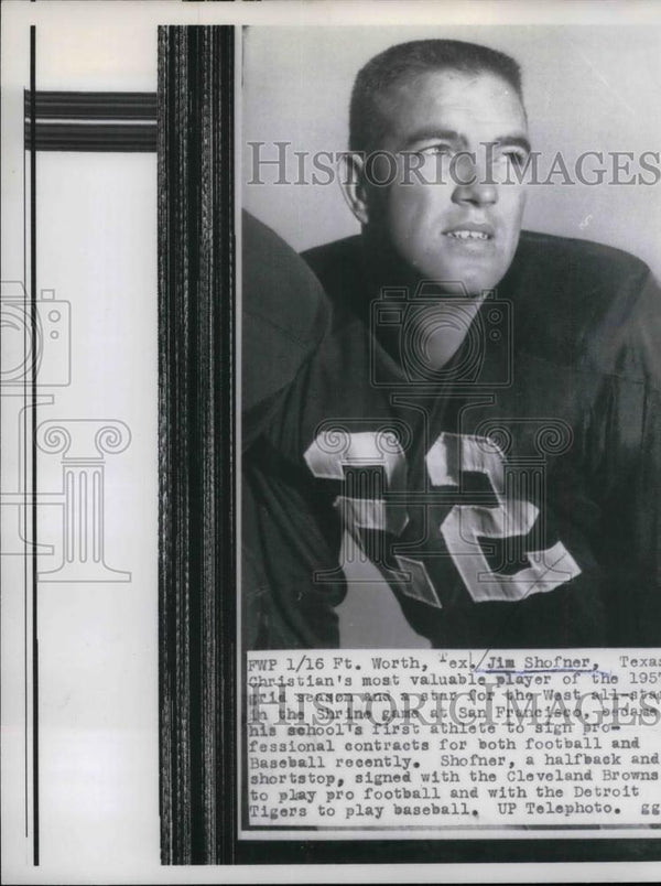Jim Shofner Football Player Cleveland Browns 1958 Vintage Press Photo ...