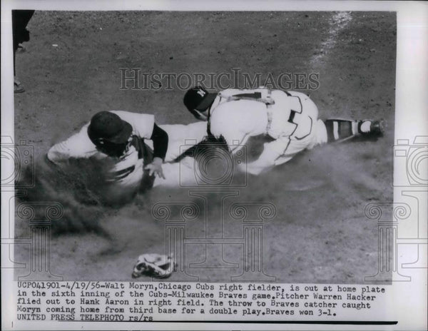 Walt Moryn, Cubs, out at home 1956 Vintage Press Photo Print - Historic ...