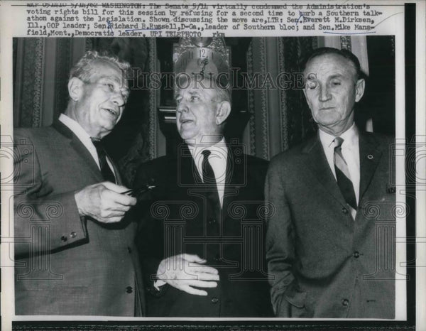 Sen.Everett Dirkensen, Sen,Richard Russell,Sen.Mike Mansfield. 1962 ...