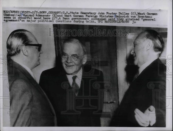 German Foreign Minister Heinrich Von Brentano with US State Sec 1959 ...