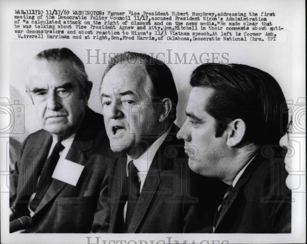 Vice President Hubert Humphrey & Senator Fred Harris 1969 Vintage Press ...