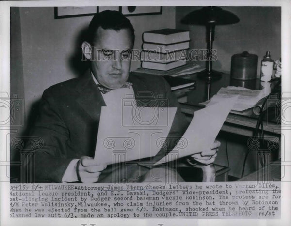 Attorney James Stern Checks Letter Writtne to National League B 1954 ...