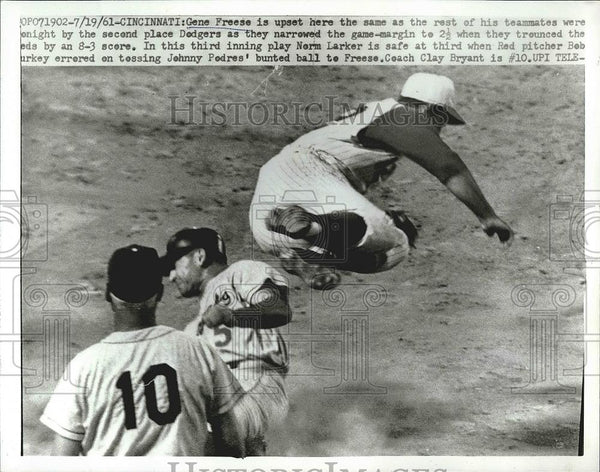 Norm Larker Pitcher Reds Safe At 3rd Gene Freese Dodgers MLB 1961 ...