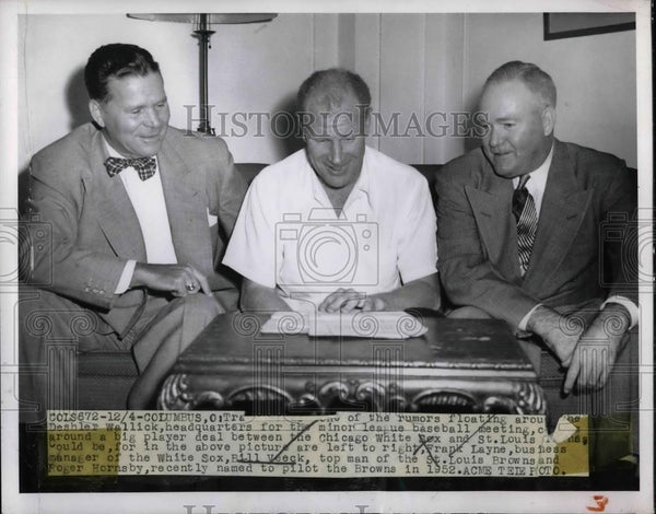 White Sox Business Manager Frank Layne & St Louis Browns Veeck 1951 ...